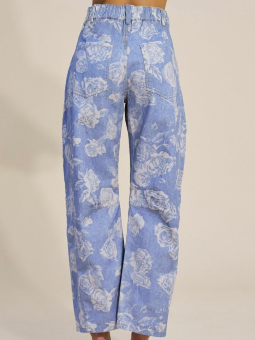 Blue Floral Wide-Leg Pants | Women’s Resort & Vacation Trousers | Ah Là ...